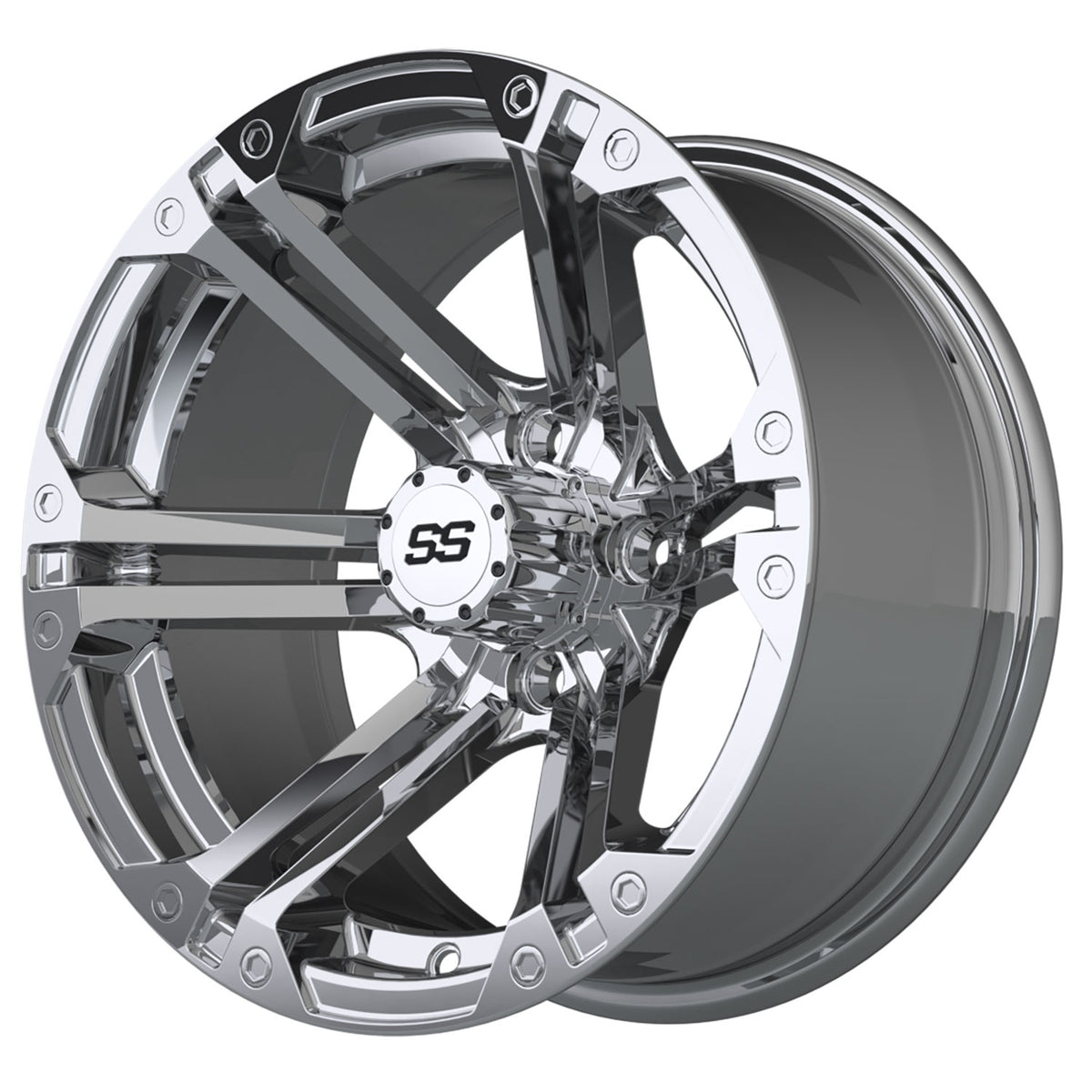 Specter 14 inch GTW golf cart wheel - Chrome | Top Spinner Golf Golf ...