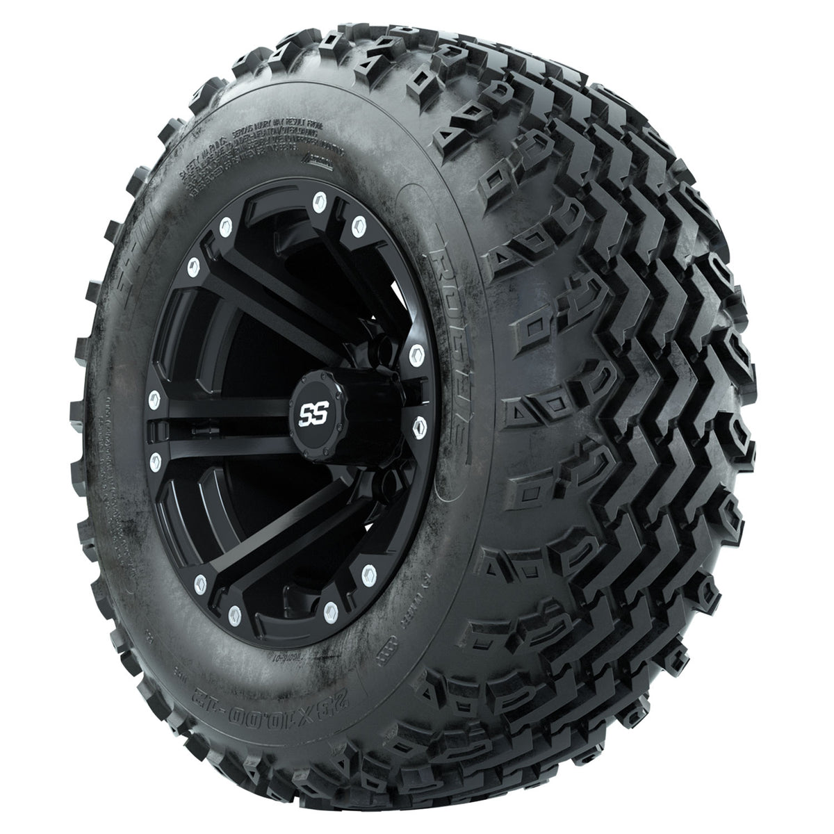 GTW 12 inch Specter matte black wheels with Rogue all-terrain tires ...
