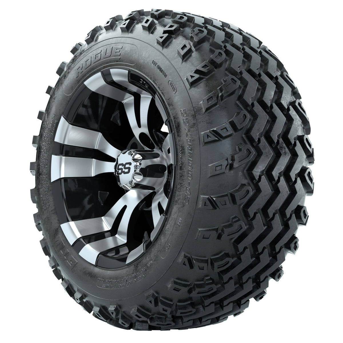 GTW 12 inch Vampire machined black wheels with Rogue all-terrain tires ...
